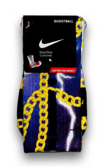 24K King Gold Chains Nike Custom Elite Socks | CustomizeEliteSocks.com™